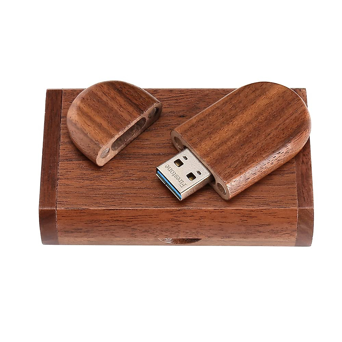 Novelty Wood USB 3.0 Flash Drive 64GB Data Storage Memory Stick USB Stick Pendrive with Wooden Box (Brown)