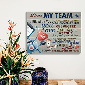Dear My Team Canvas Wall Art Poster Print, In This Office Medical Staff Painting Ready to Hang Nurse Office Decor Gift (11.5" x 15")