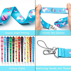 WATINC 12Pcs Seasonal Holiday Lanyards for ID Badges, Teacher Lanyard with Swivel Hook, Neck Keys Keychain Holders for Women Office Gifts St. Patrick's Day Easter Summer