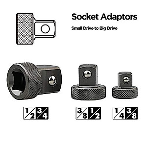 KAIFNT K351 Low Profile Impact Socket Adapter and Reducer Set, Chrome-Moly Steel, 5-Piece