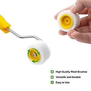 4 Pack 4/5 inch Mini Paint Rollers for Touch up Trim Edge or Corner, Extra Small Paint Wool Brushes, Tiny Painting Tool, Replacement Accessories