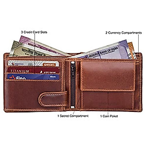 URBAN FOREST Zeus Leather Wallet & Accessory Set for Men, Caramel Brown, Casual