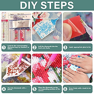 Aestalrcus Rose Diamond Painting Kits for Adults,Rose Diamond Art Kits for Adults,Rose Gem Art Kits for Adults for Home Wall Decor 16x12inch