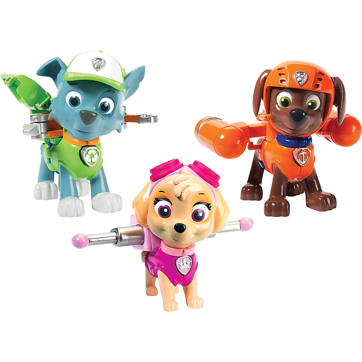 Paw Patrol Action Pack Pups Figure Set, 3pk, Skye, Zuma, Rocky, Multicolor