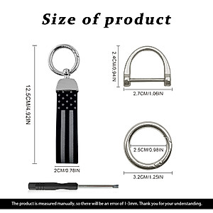 RBOKO American Flag Car Keychain Accessories with Zinc Alloy Suit, Universal Key Fob Keychain Leather for Men and Women (Silver)