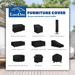 LooDro Rectangular Patio Coffee Table Cover Waterproof, 100% Waterproof Heavy Duty Oxford Cloth (32''Lx25''Dx18''H) Premium Durable Patio Table Cover for All-Season
