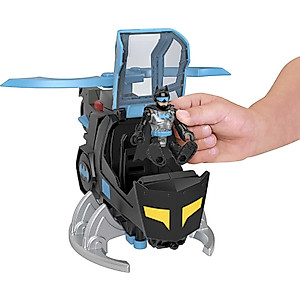 Fisher-Price Imaginext DC Super Friends Batman Toy Helicopter with Spinning Propellers and Claw for Preschool Pretend Play, Bat-Tech Batcopter
