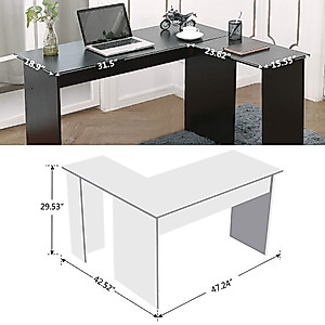 ivinta Small Corner Computer Desk Modern L Shaped Desk Simplest Gaming Desk Writing Desk Workstation for Home Office Small Space, Dark Brown, 44x58 inch