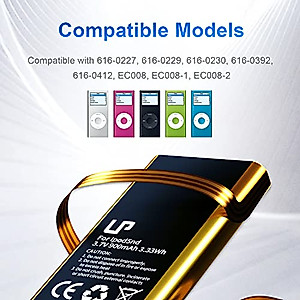 Battery for Apple iPod Video/Classic 5th Generation 30GB, LP 2-Pack 900mAh Replacement Battery for iPod G5 Compatible with 616-0227, 616-0229, 616-0230, 616-0392, 616-0412, EC008, EC008-1, EC008-2