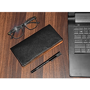 TRENDSLOCKER Executive Leather Wallet Purse Unisex RFID Protection Bifold Wallet (Black/Tan)