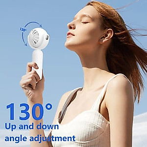 SUOMING Handheld Portable Fan Mini Hand Fan, 2000mAh USB Rechargeable Personal Fan, 130° Angle Adjustment,Battery Operated Small Fan with 3 Speeds for Travel/Commute/Makeup/Office