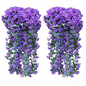 Naiflowers Artificial Flowers, Fake Outdoor UV Resistant Plants Faux Plastic Greenery Shrubs Indoor Outside Hanging Planter Home Kitchen Office Wedding Garden Decor (Blue)