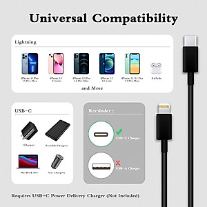 iPhone Charger Cable, [Apple MFi Certified] iPhone Fast Charging Cord 2-Pack 6.6ft Black Lightning Cable, Data Charging Cord for iPhone 13/12/12 Pro/11/ iPad/XS/XR/X/8/8Plus