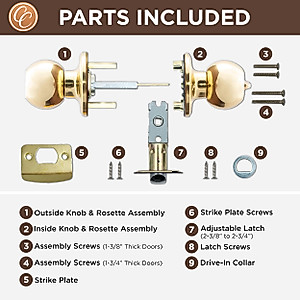 Copper Creek BK2030PB Ball Door Knob, Privacy Function, 1 Pack, Polished Brass