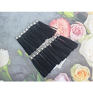 20 Silver 3-1/2 Inch Faux Suede Tassel Charm Keychain Cellphone Straps D451 (Black)