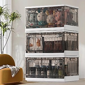 Anysig Closet Organizers and Storage - Stackable Collapsible Storage Bins 13 Gal, Storage Bins with Lids and Wheels: Foldable Box Storage Containers for Home, Dorm Room Essentials (3 Pack)