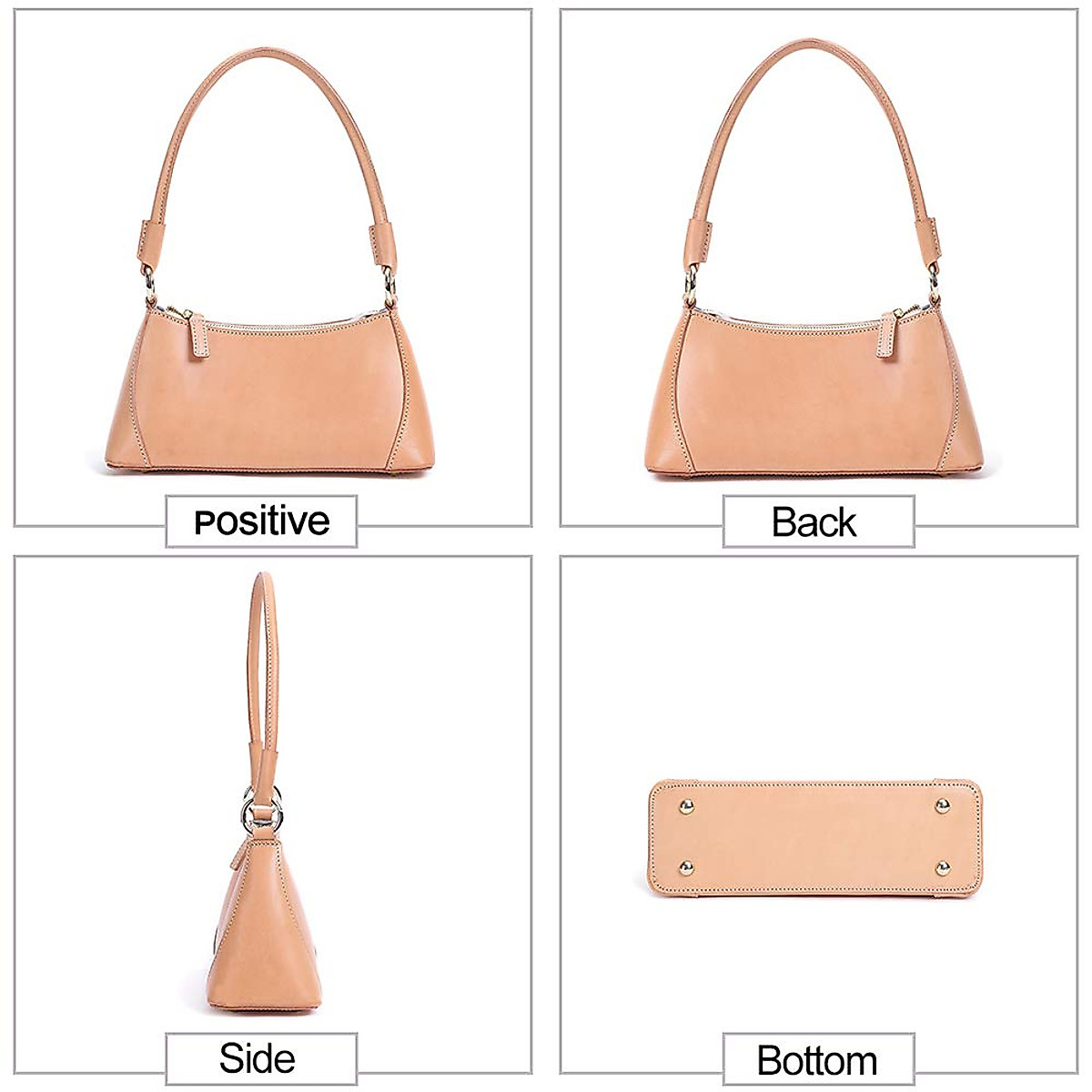Vintage Handmade Full Leather Underarm Shoulder Bag Cowhide Handbag for Women Purse High-grade Vegetable Tanned Leather