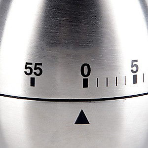 NUZYZ Metal Timer, Portable Metal Timer Attractive Stainless Steel Anti-Slip Bottom 60 Minutes Egg-Shaped Manual Reminder for Home Stainless Steel