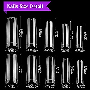 Clear Nail Tips - Coffin Nail Tips ECBASKET Professional Nail Tips for Acrylic Nails Half Cover Clear Fake Nail Tips Long Coffin Shaped False Nail Tips 500Pcs 10Sizes with Box