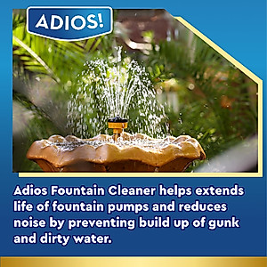 Adios! Fountain Cleaner and Clarifier for Outdoor and Indoor Fountains – Safe for Plastic, Metal, Glass and Stone (32oz)