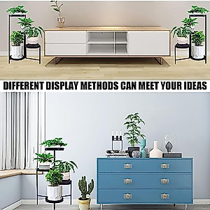 Plant Stand Indoor Outdoor 4 Tier Tall Metal Potted Multiple Flower Pot Holder Shelf Rustproof Iron Round Supports Planter Plant Rack for Corner Garden Balcony Patio