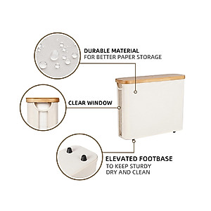 StorageWorks Toilet Paper Storage Basket, Toilet Paper Container with Bamboo Lid, Large Toilet Paper Holder for up to 9 Mega Rolls, Toilet Paper Organizer for Bathroom, Beige, 1 Pack