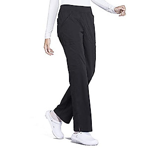 CHEROKEE Workwear Professionals Women Scrubs Pant Mid Rise Straight Leg Pull-on Cargo WW170, M, Black