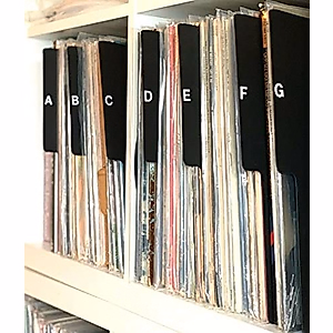 DIY Kit [Do-it-Yourself] A to Z Black LP Vinyl Record Dividers [12-inch Tabbed 12in. Album Organizers A-Z Alphabetical Cards 33 RPM 33rpm (15)