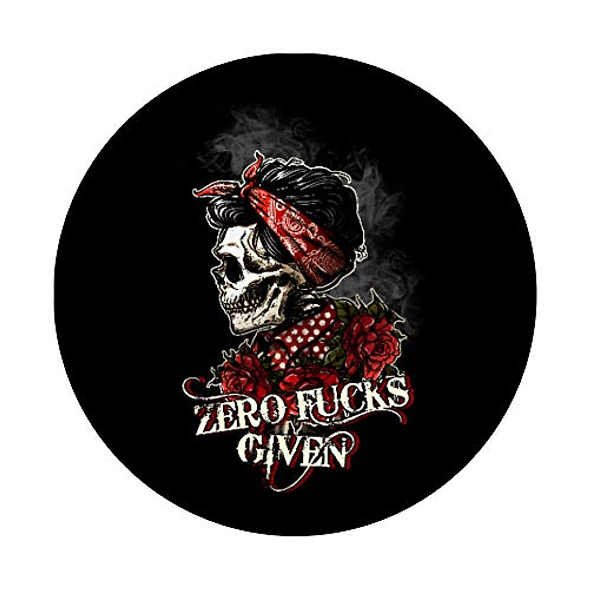 Zero Fucks Given Skull Mom Messy Bun Skull Sugar Bandana PopSockets PopGrip: Swappable Grip for Phones & Tablets