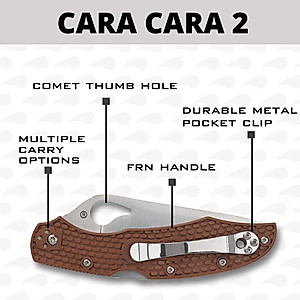 Spyderco Byrd Cara Cara 2 Lightweight Knife with 3.75" Stainless Steel Blade and Brown Non-Slip FRN Handle - CombinationEdge - BY03PSBN2