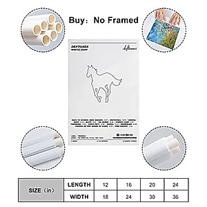 ADNACO White Pony－Deftones Poster Canvas Poster Wall Decorative Art Painting Living Room Bedroom Decoration Gift Unframe-style12x18inch(30x45cm)