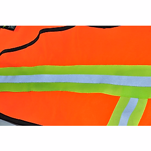 G & F 41113 Industrial Safety Vest with Reflective Stripes, Neon Orange