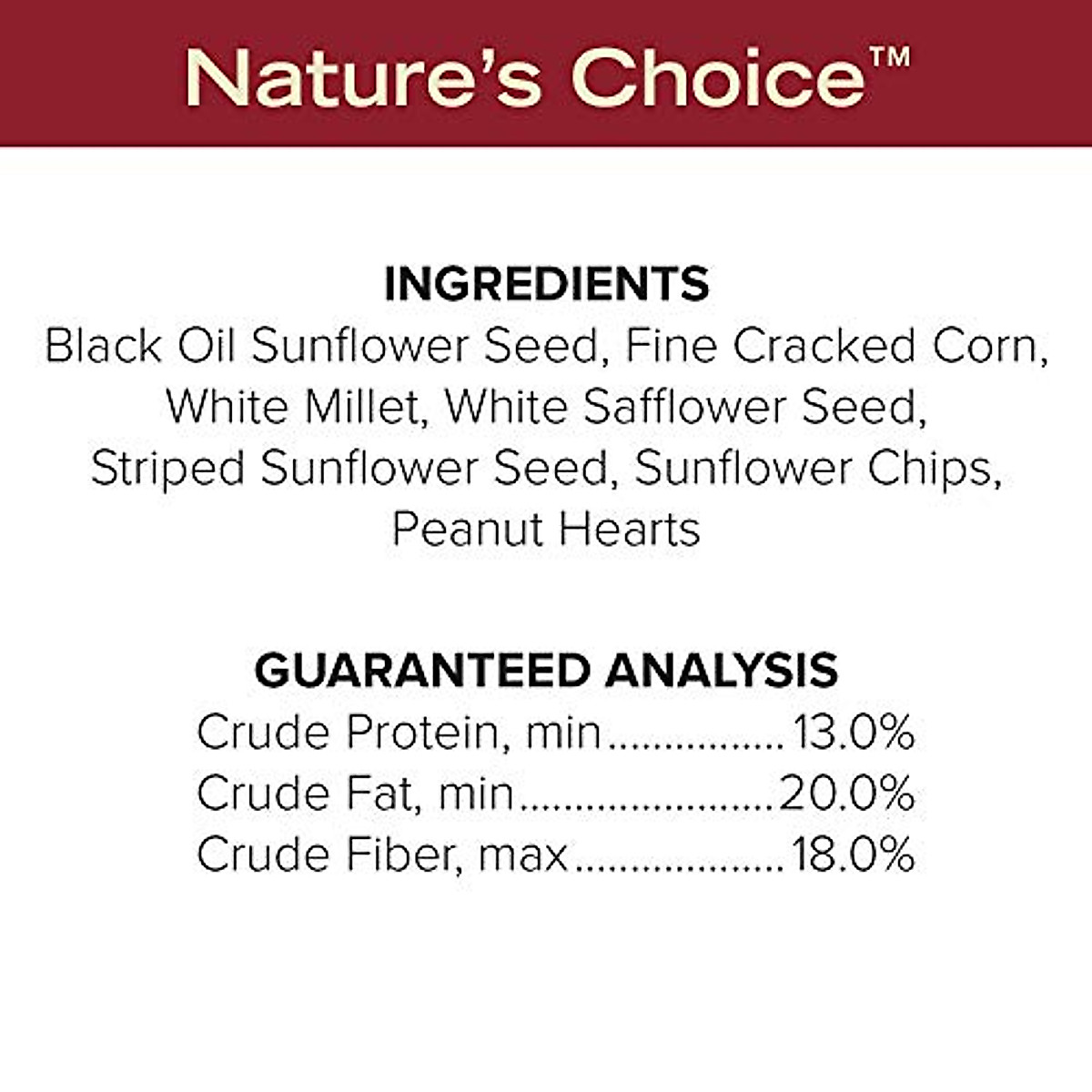 Blue Seal Nature's Choice Wild Bird Seed | High Energy Blend, Sunflower and White Safflower Seeds, No Filler | 8 Pound Bag