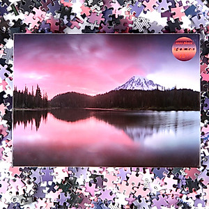 Bgraamiens Puzzle-Shadow on The Lake-1000 Pieces Peaceful Lake and Mountain Nature Scenery Series Jigsaw Puzzles