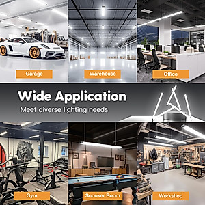 BBOUNDER 1 Pack Linkable LED Shop Light with Reflector, 4400 LM, 6500K Cool Daylight, 4 FT, 48 Inch Integrated Fixture for Garage, 40W Equivalent 250W, Surface & Suspension Mount, Black