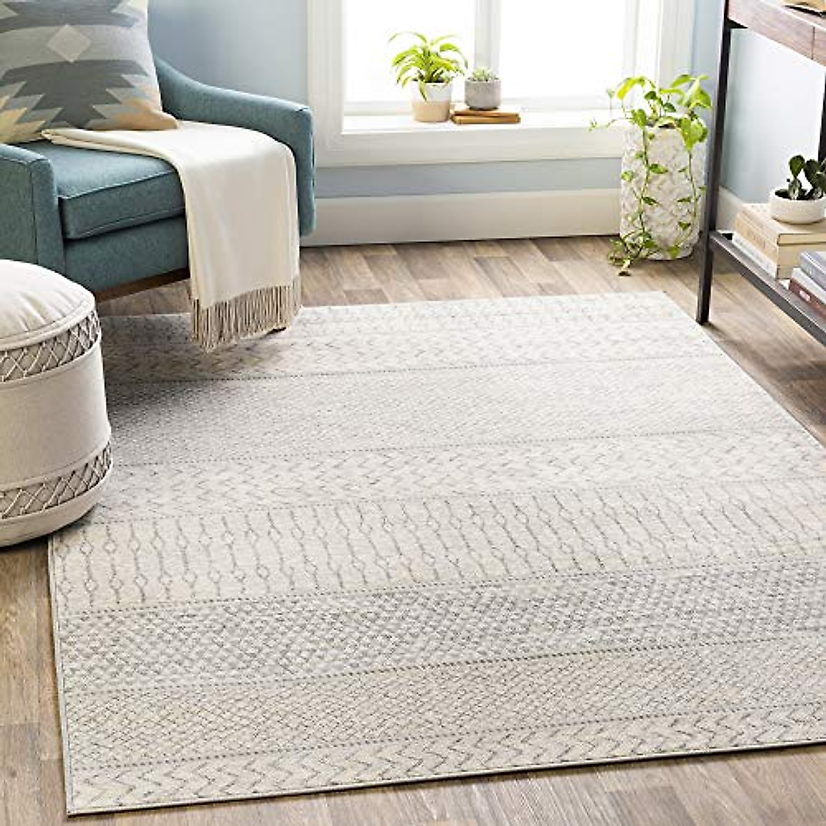 Livabliss Hana Modern Moroccan Area Rug,4'3" x 5'11",Silver Grey