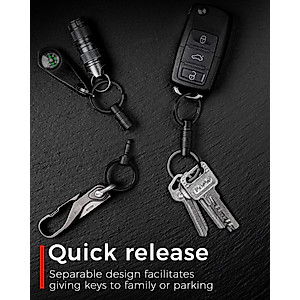 FEGVE Titanium Quick Release Keychain, Rotatable Pull Apart Key Chain, Detachable Key Rings for Men Women (Black detachable keychain 1 pack)