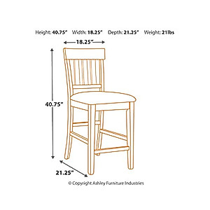 Signature Design by Ashley Ralene Traditional 26" Counter Height Faux Leather Seat Barstool, 2 Count, Brown