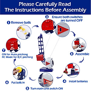 iPlay, iLearn Kids Pitching Machine Toys, 2 in 1 RC Baseball Tennis Pitcher, Auto Ball Launcher Bat, Boys Outdoor Outside Sports Backyard Game, Birthday Gift 5 6 7 8 10 12 Yr Youth-Unassembled