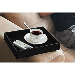 Vixdonos Valet Tray Nightstand Organizer,Leather Catchall Tray for Perfume,Jewelry,Key and Remote on Counter or Dresser(Black)