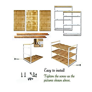 Asyncritus Water Bottle Organizer Suitable for Wall Hanging,Kitchen Countertops,Cabinets,3 Tier Bamboo Stackable Water Bottle Holder, Holds 12 Bottles in Total,Assembled Size: 14.6L×8.1W×11H