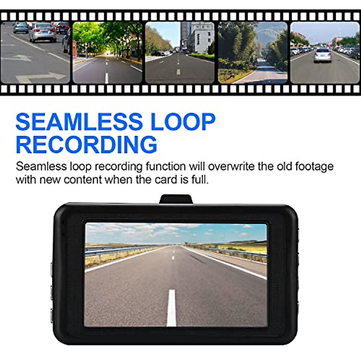 Lychee Dual Dashcam Driving Record Front and Rear 1080P with 3 Inch LCD 120° Loop Recording Night Vision G-Sensor