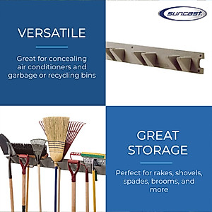 Suncast V748 48.75 x 4.25 x 5.5 inches Inch Wall Stud Mounted Garden Long Handled Tool Hanger Organizer for Garage or Storage Space, Platinum