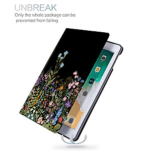 Lalumix iPad Air 2 Case,iPad 5Th Generation Case 2017,iPad Case 6Th Generation 2018,iPad 9.7 Case,iPad Air 1 Case Auto Wake/Sleep Multi-Angle Viewing Adjustable Stand Shockproof Protective Flowers