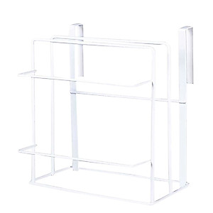 VOSAREA Kitchen Cutting Board Rack Punch Free Double Deck Chopping Board Organizer Towel Holder with Drip Tray Iron Baking Pan Dishcloth Rack White