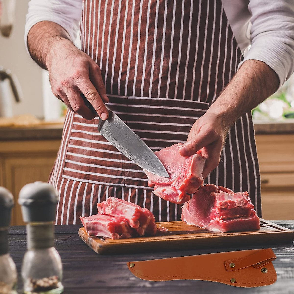 Hemoton Leather Holster 2pcs Scabbard Holster Leather Mini Butcher Leather Protector