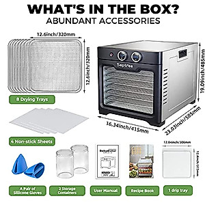 𝐒𝐞𝐩𝐭𝐫𝐞𝐞 Food Dehydrator for Jerky,8 Stainless Steel Dehydrator with 8.8ft² Drying Space, Food Dryer Machine for Meat, Fruit, Beef, Herbs, and Pet Food with Adjustable Timer and 190°F Temperature