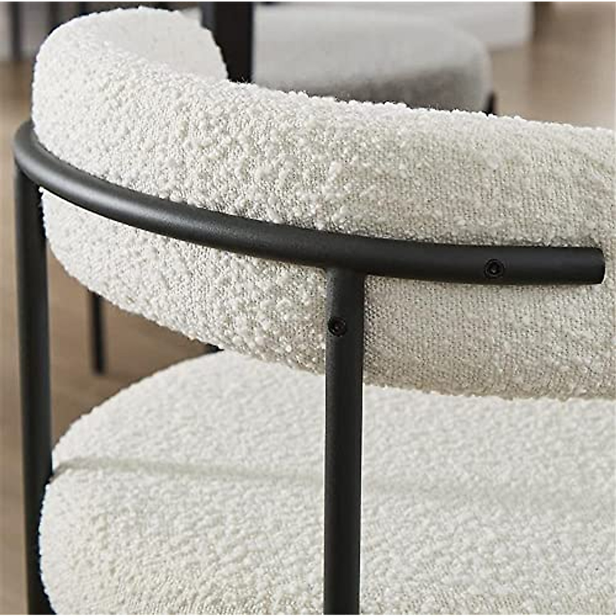 NIUYAO Upholstered Dining Chair Modern Open Back Side Accent Chair Armless Soft with Metal Legs for Dining Room Livingroom Lounge Office -White/Black Legs, Set of 4