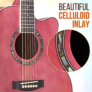 PyleUsa Beginners 6-String Acoustic Guitar-36 Cutaway Body with Accessory Kit (Purple), Left, (PGA550CAPU.5)