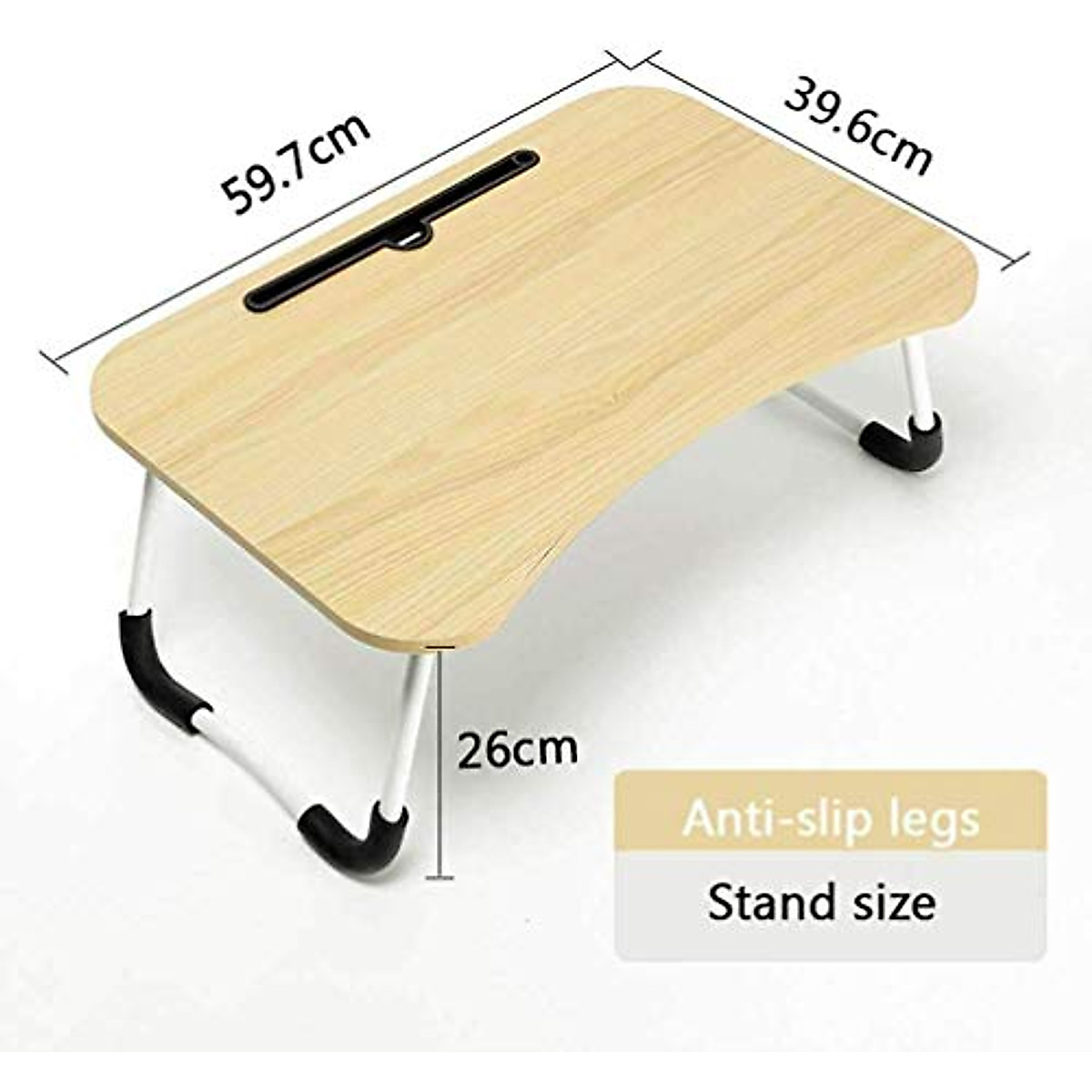 Widousy Laptop Bed Table, Breakfast Tray with Foldable Legs, Portable Lap Standing Desk, Notebook Stand Reading Holder for Couch Sofa Floor Kids - Standard Size（White）